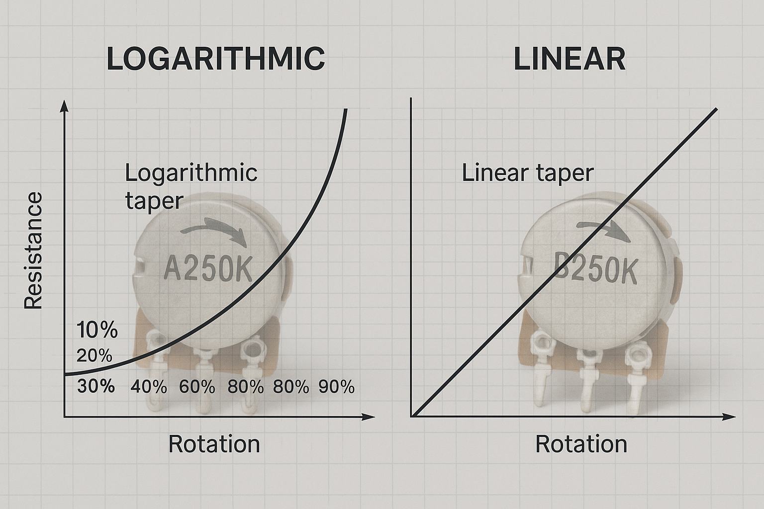 Logarithmic vs. Linear Potentiometers: Understanding Taper Types - Electronic Components Shop ...